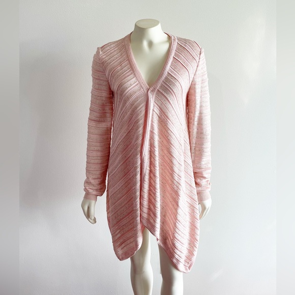 St. John | Sweaters | St John Pink Gold Sequin Waterfall Cardigan ...